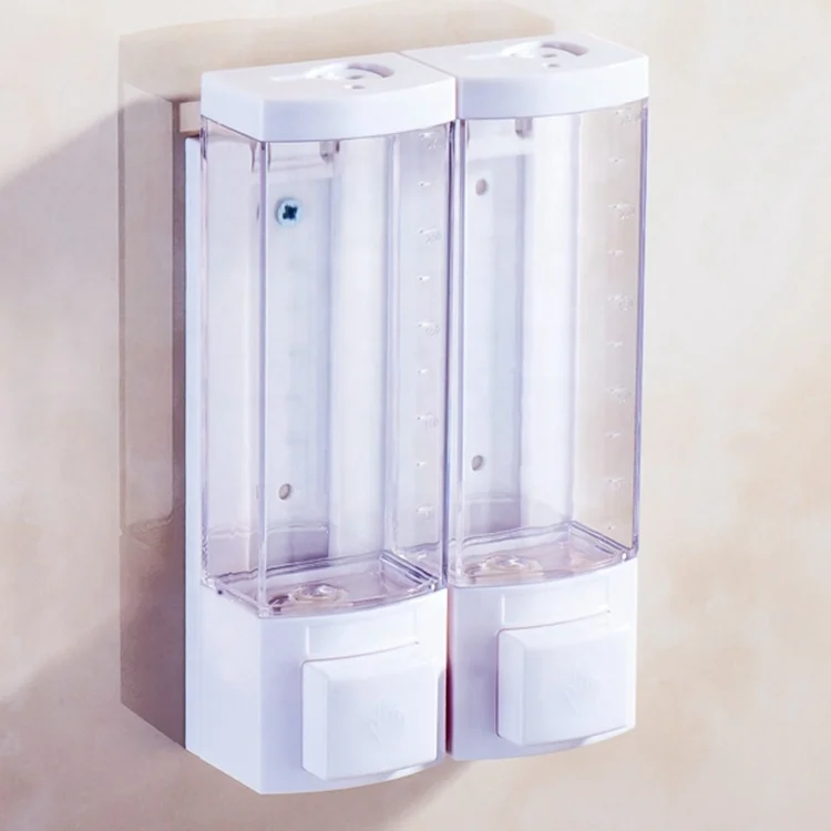 Wall Mount Lockable Abs Plastic Double Liquid Soap Dispenser Hand ...