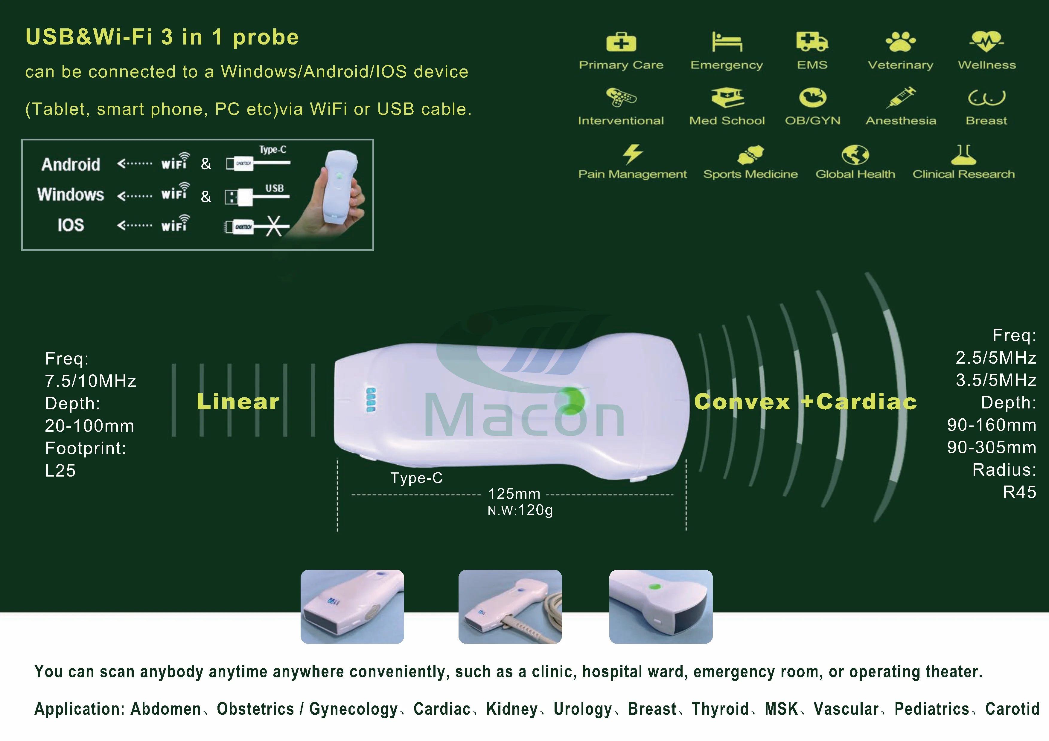 MC27 Ultrasound Probe Scanner - Versatile and Efficient
