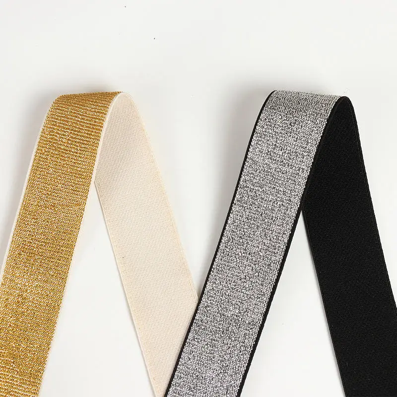 1-4cm 5cm Gold Silver Metallic Jacquard Elastic Band For Underwear ...