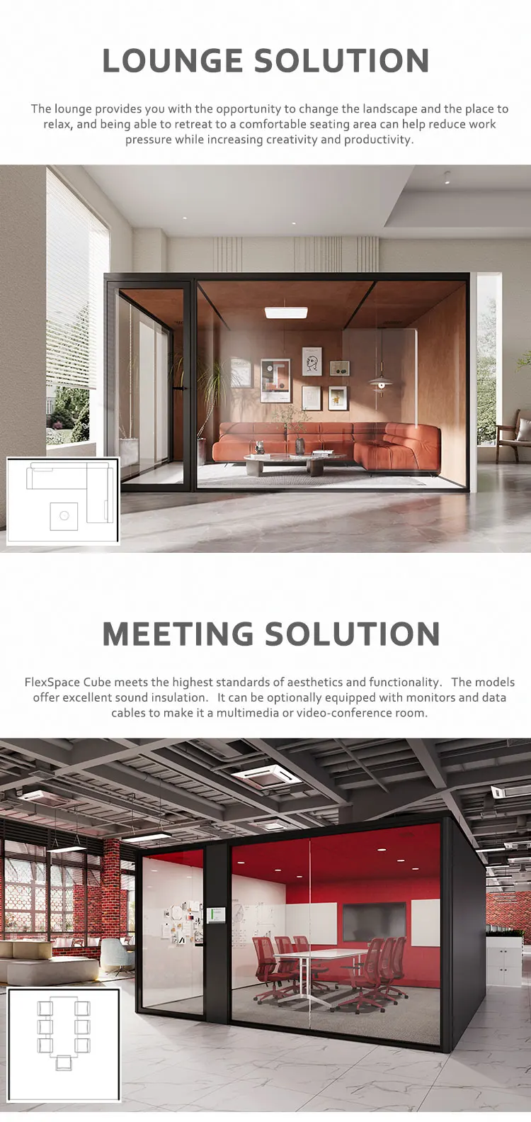 Flexspace 2024 New Custom Office Pods Prefab Indoor Cube Office Shed Capsule Mobile Resort Cabin ...