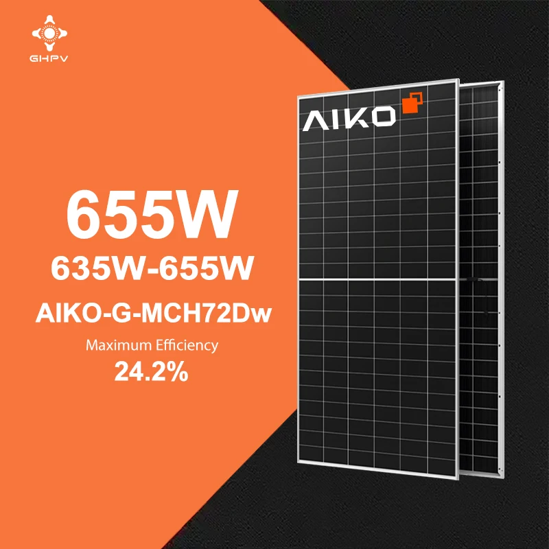 Aiko Solar Panels N Type ABC Dual-Glass Bifacial AIKO-G-MCH72Dw 635W 640W Solar Paneli 645W 650W ...