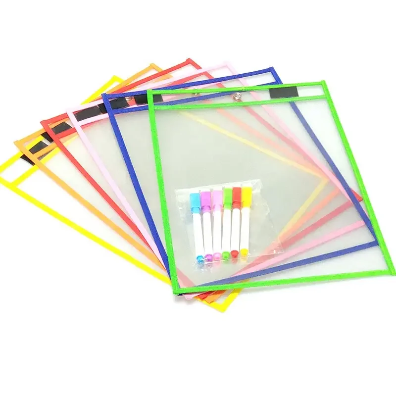 Custom A4 Clear Plastic Erasable Transparent Dry Erase Pockets