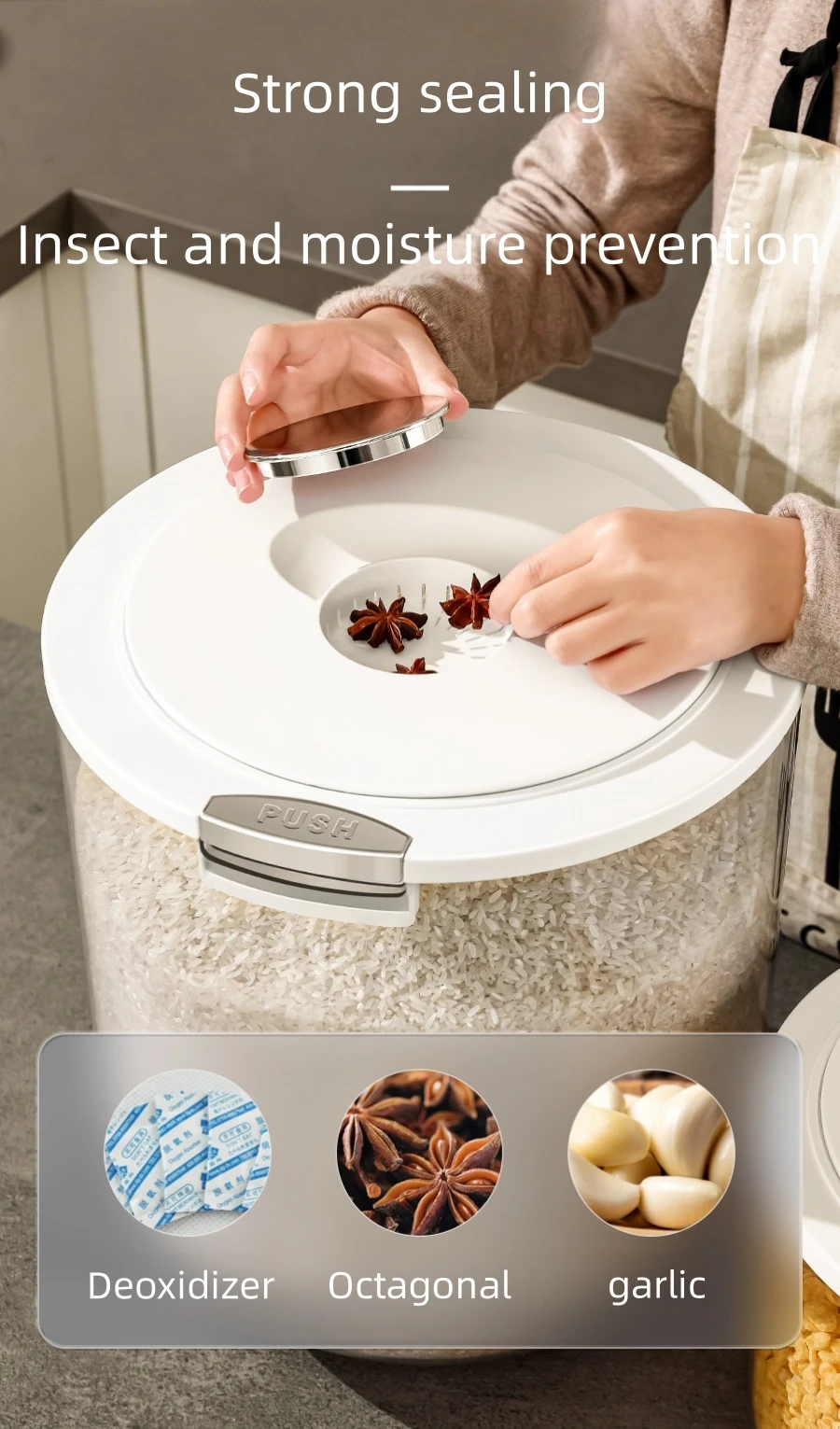 Household Multifunctional Rice Jar Food Storage Container Box Suitable ...