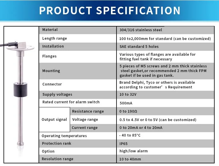 PL330 Diesel GPS Fuel Tank Float Level Sensor - Reliable Measurement