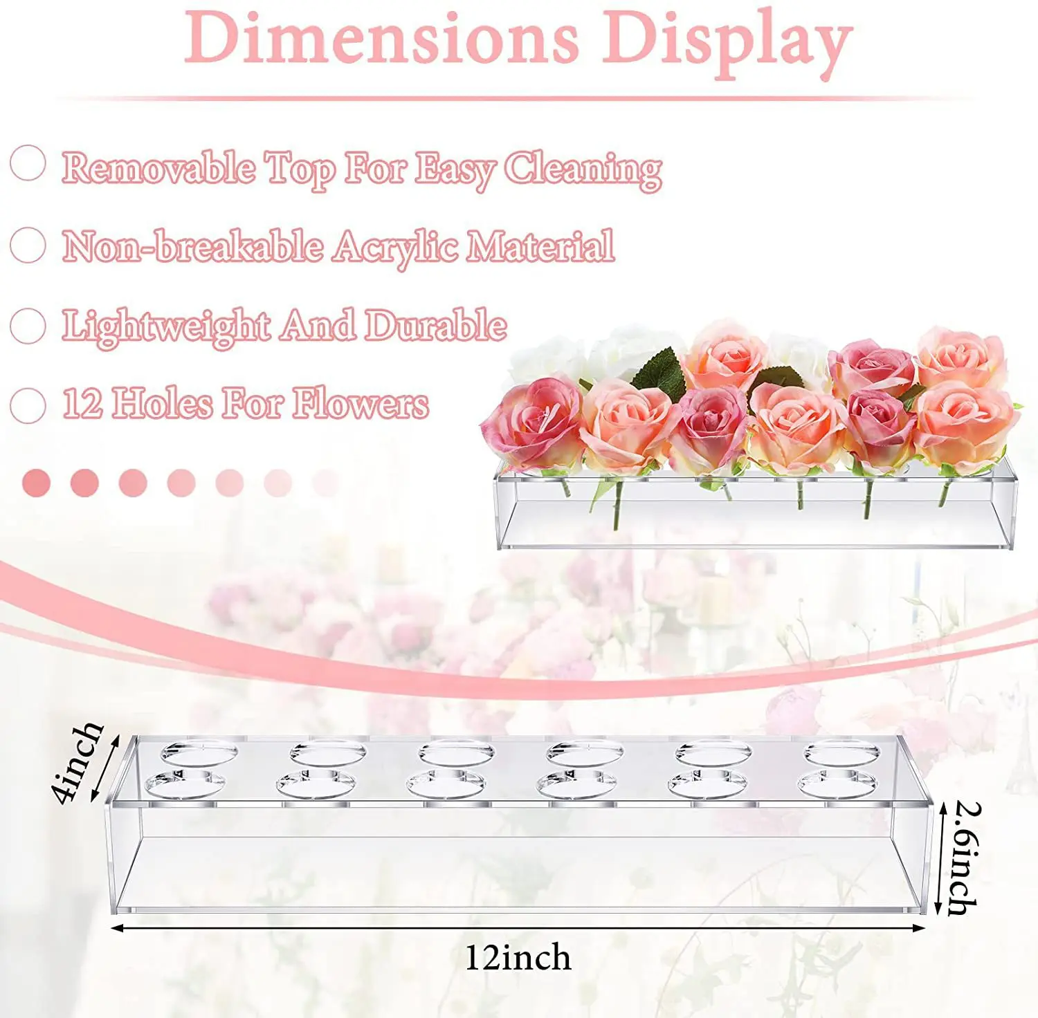 Rectangle Flower Arrangement - Elegant Acrylic Vase