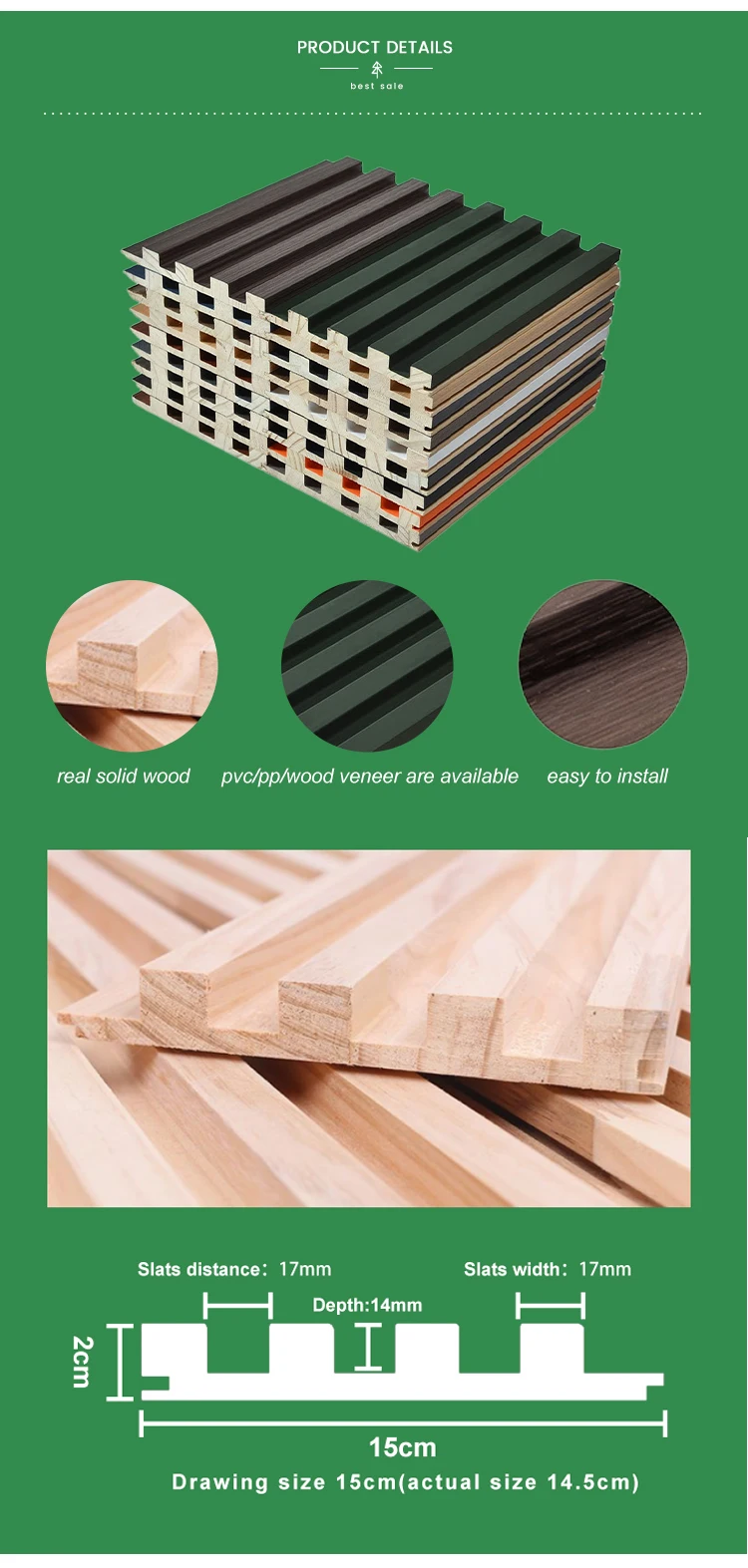 Wood Plastic Composite Interior Fluted Panels Orange Wpc Wall Panel ...