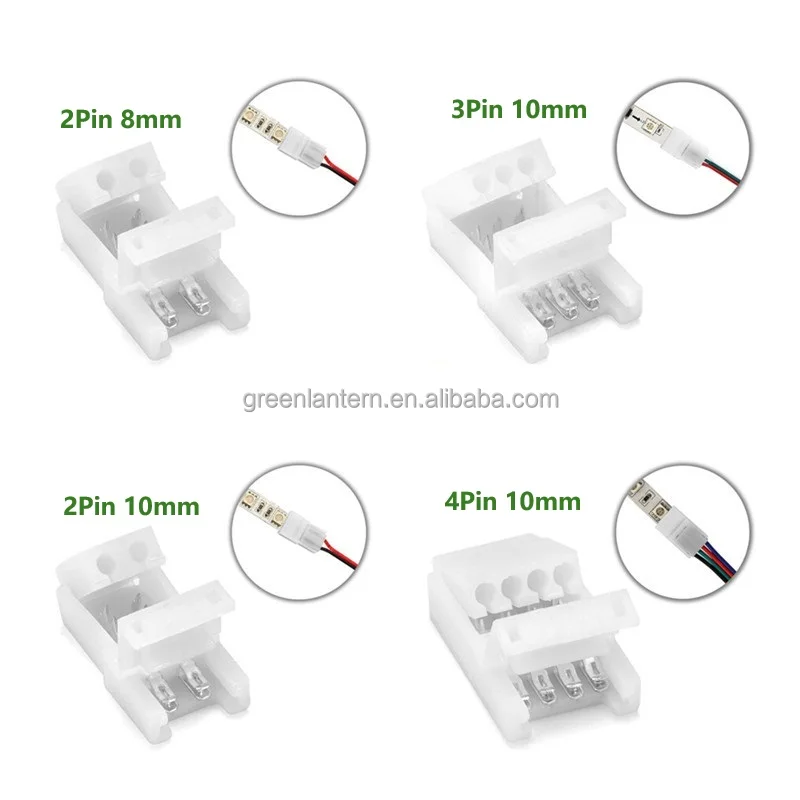 4Pin 10mm RGB LED Strip Light Quick Connector 2Pin 3Pin 8mm 10mm SMD ...