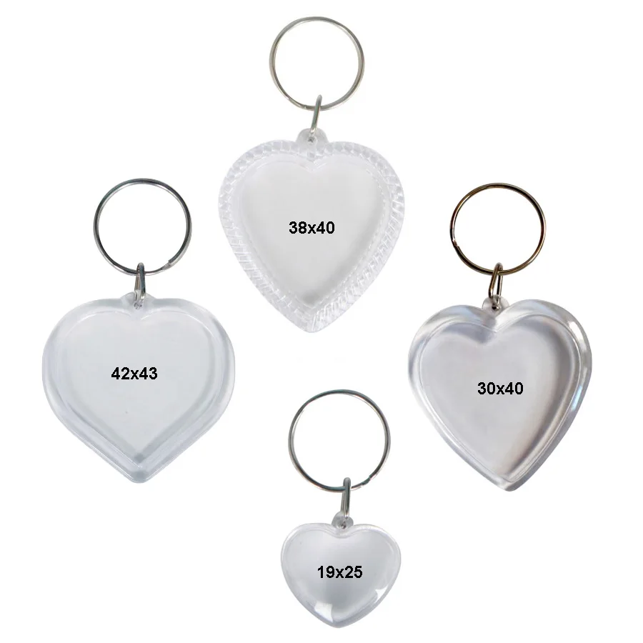 Personalized Acrylic Transparent Heart Shaped Couple Photo Frame Key ...