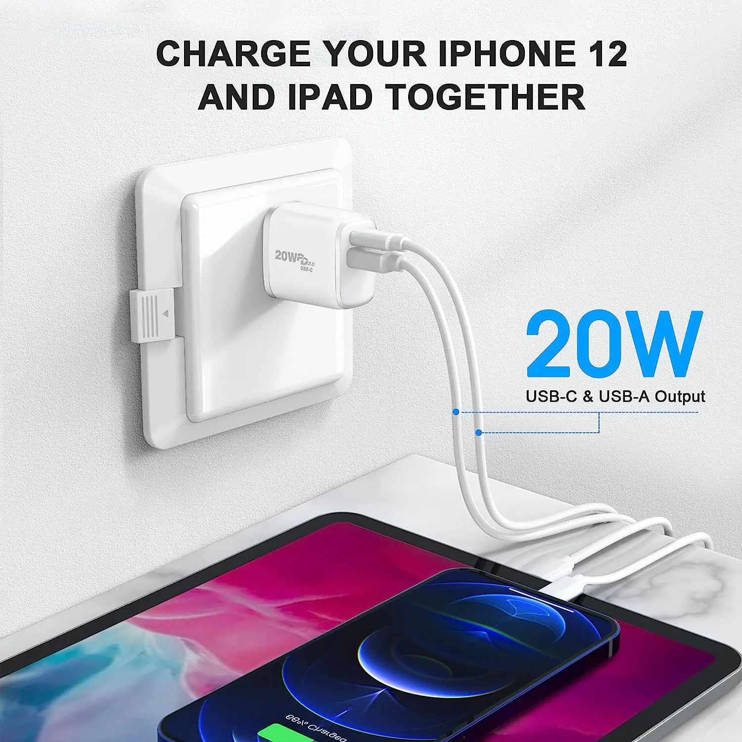 20W USB C Wall Charger Block - Fast Charging for Iphone 14/13
