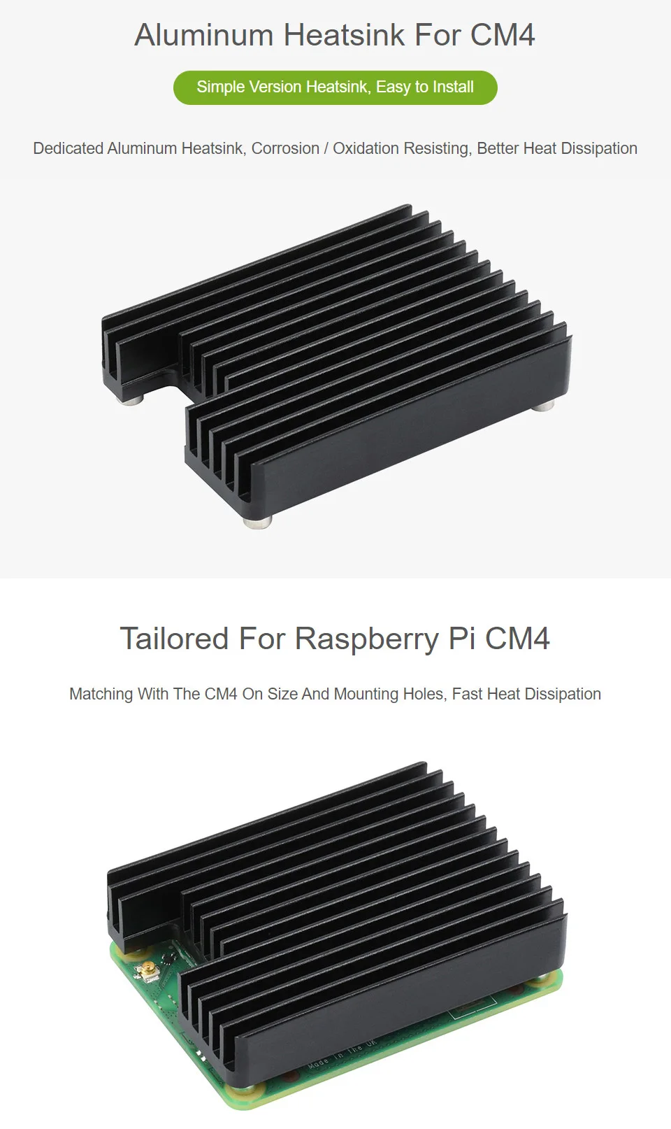 Dedicated Aluminum Heatsink For Raspberry Pi Compute Module 4 Cm4,With Antenna Notch - Buy ...