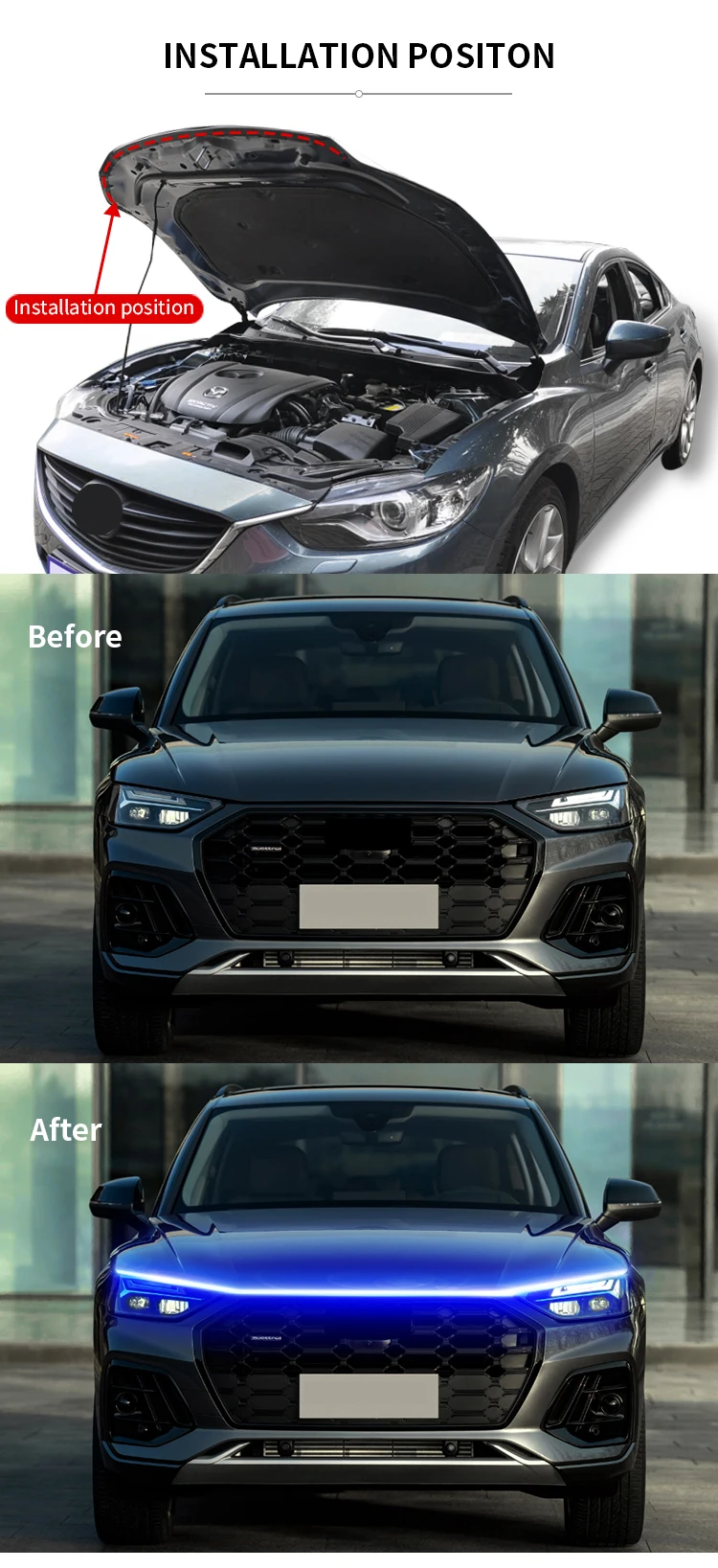 12V Universal Front Bumper Kit - LED DRL Illumination