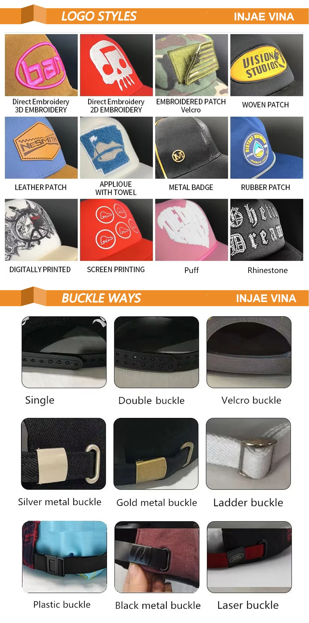 Injae vina Custom PVC patch Logo Sports Snapback Hat 5 Panel Cotton ...