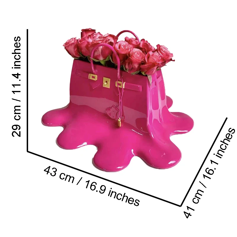 Custom Resin Creative Handmade Birkin Flower Pot Handbag Shape Vase ...
