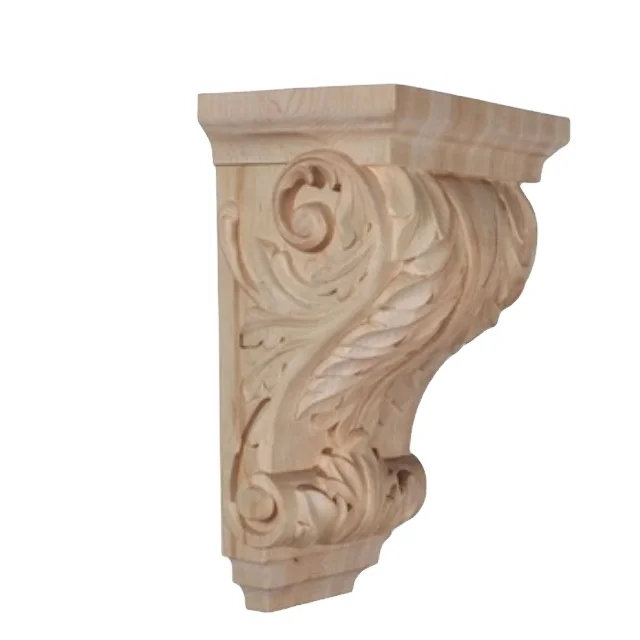 2024solid Wood Decorative Carved Fireplace Corbels Floral Roman Corbel ...