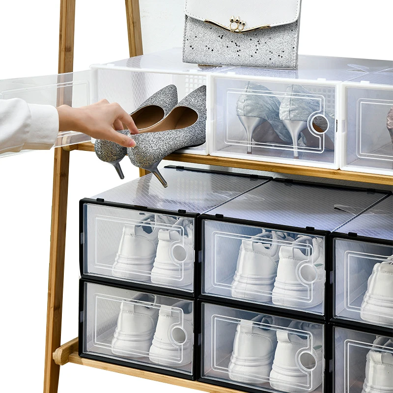 Plastic Simple Flip-top Combination Shoe Cabinet Home Dormitory Magnetic Absorption Box Non ...