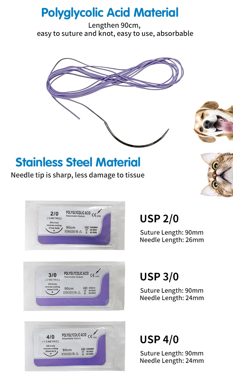 Goodoctor Veterinary Sutures - Absorbable PGA Needles