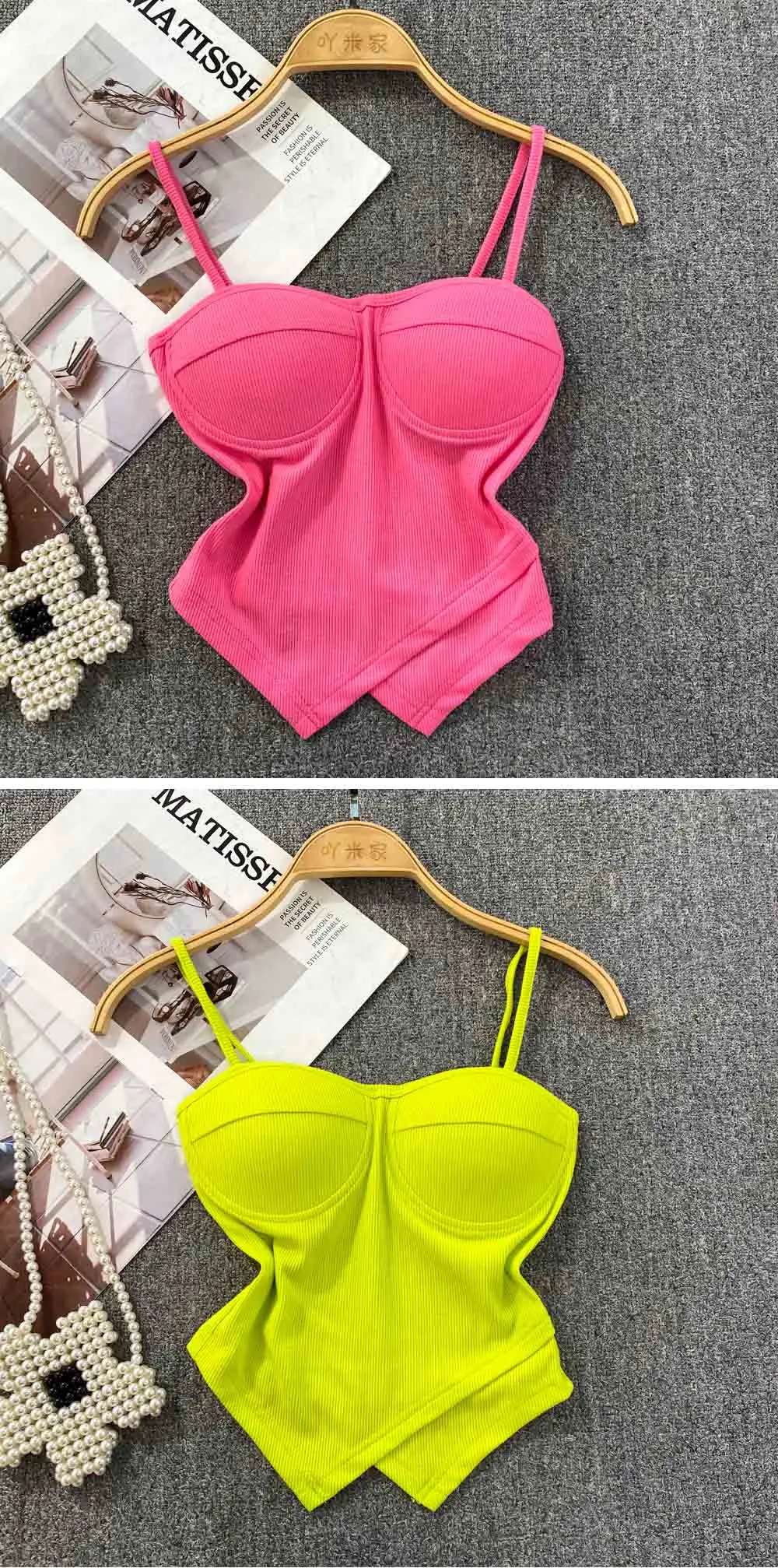 Irregular Solid Color Sexy Crop Top Asymmetric Camis Tank Top Slim ...