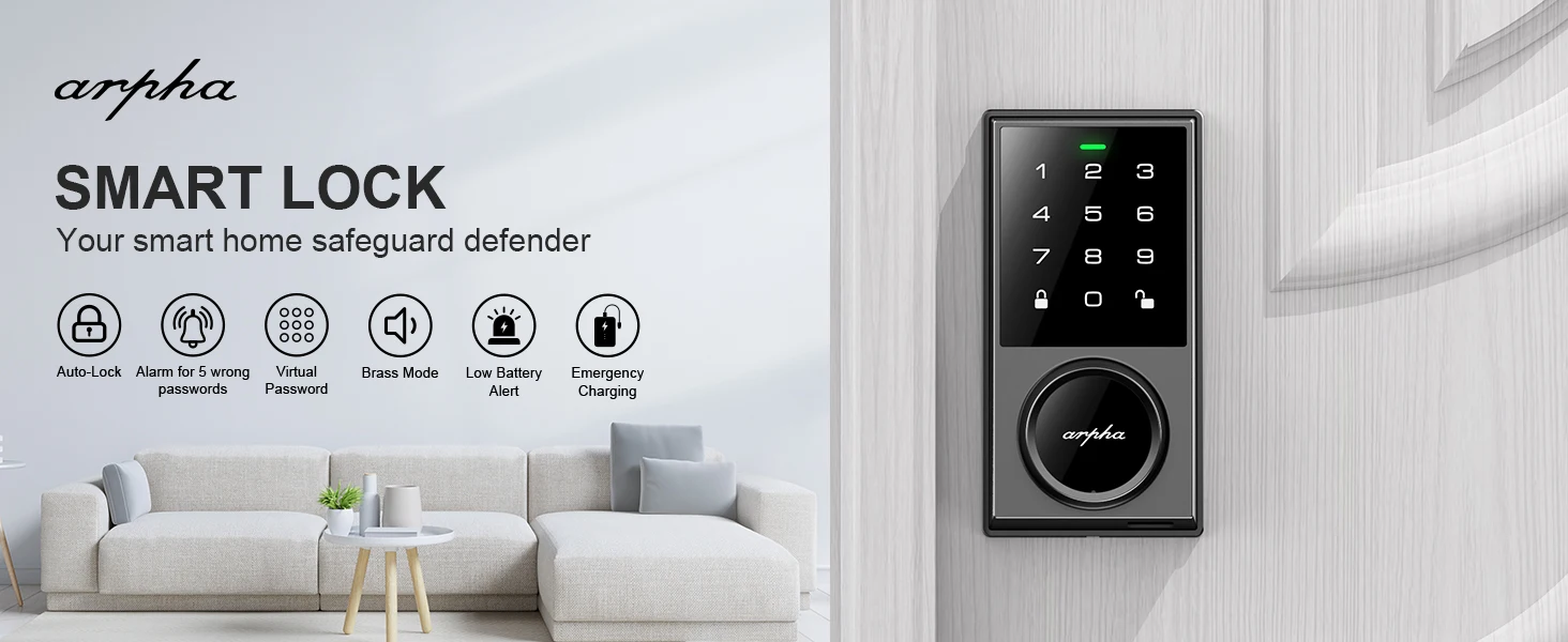 Arpha Al301 Dealbolt Digital Door Lock Keyless Lock Touch Keypad Smart ...