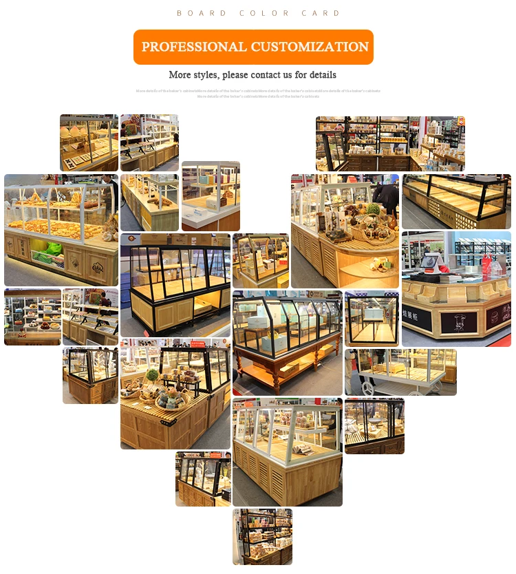 Customized Glass Wooden Pull Out Tray Bread Display Rack