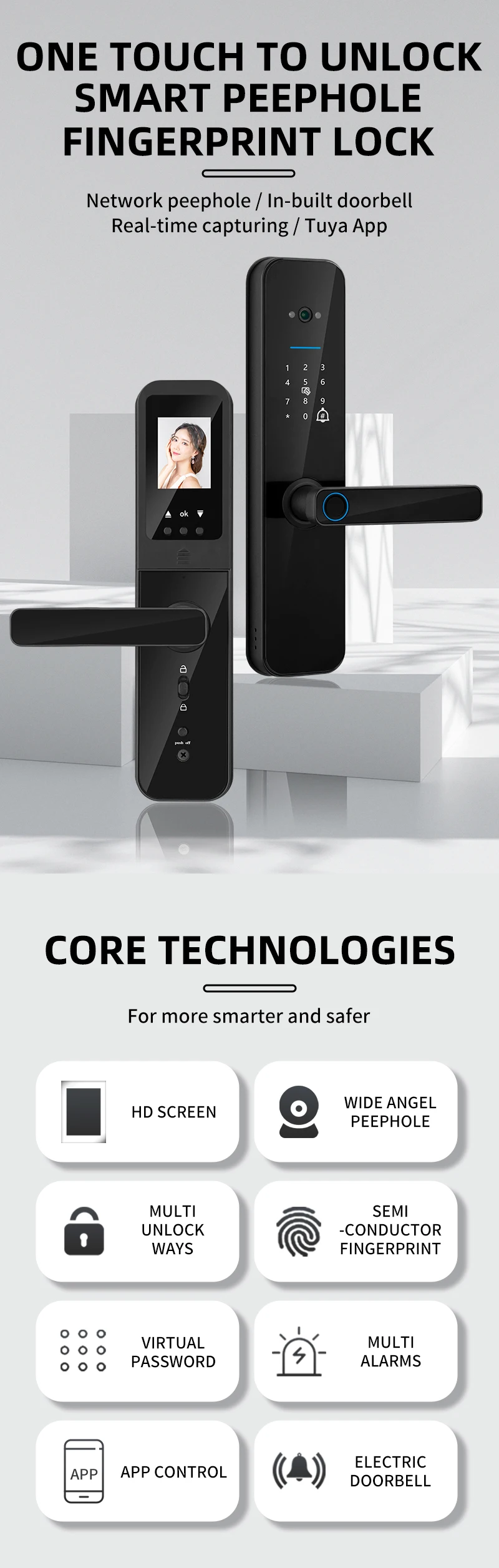 Keyless Security Smart Lock Door - Waterproof & Fingerprint