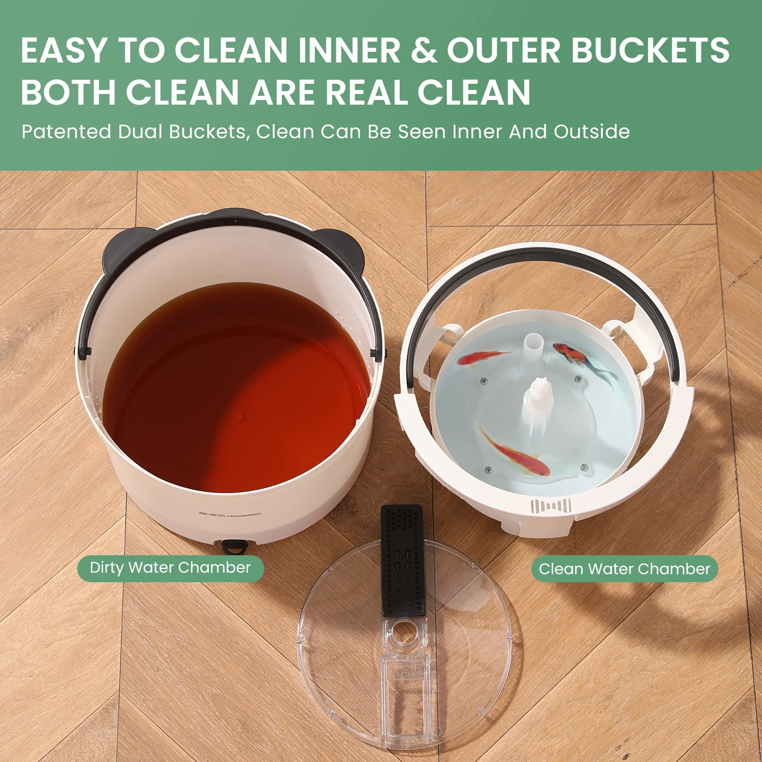 Homettler Cleaning Spin Mop Bucket Set - Efficient Self-Wringing System ...