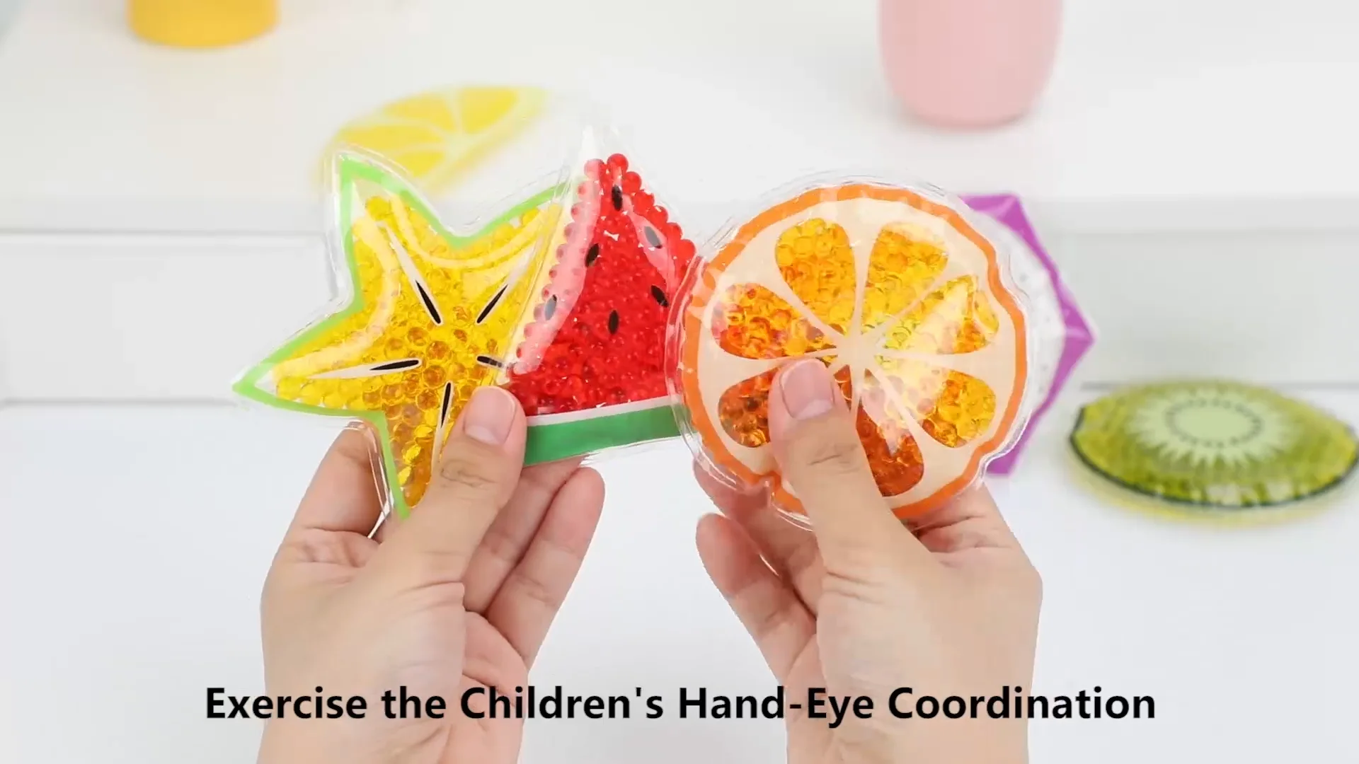 Sensory Ball Toy Pvc Water Beads Bag Watermelon Orange Squeeze Fruit ...