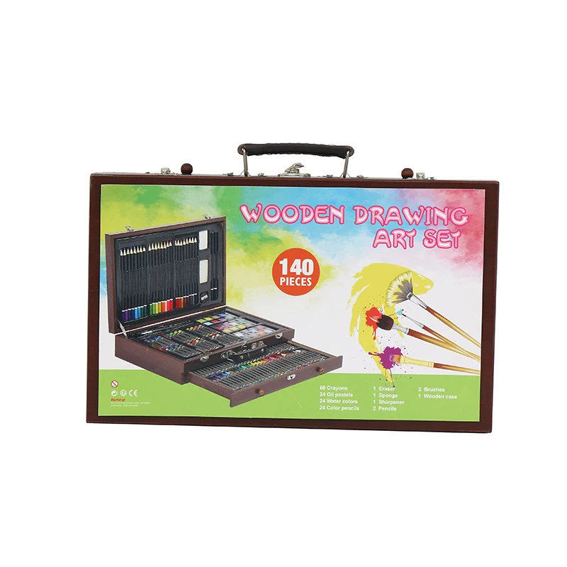 Professional 140-pieces Deluxe Art Set In Wooden Box With Crayons Oil ...