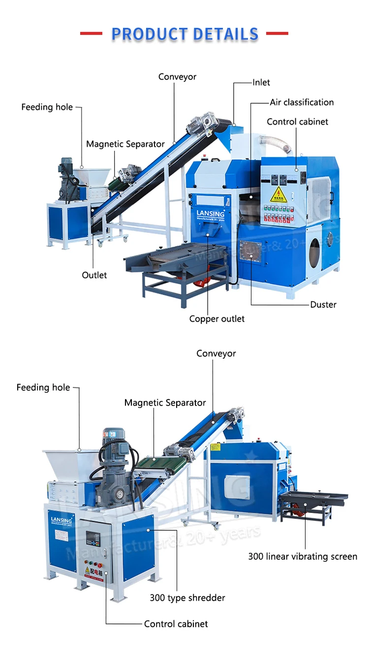 LX-300B 220Kg/H Cable Copper Wire Recycling Sorting Machine Granulator ...