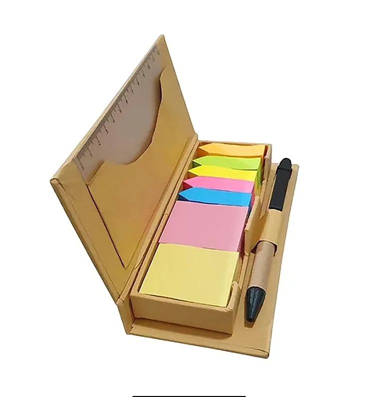 Custom Memo Pad Sticky Note Set with Pen Pocket Rule Stationery Set ...
