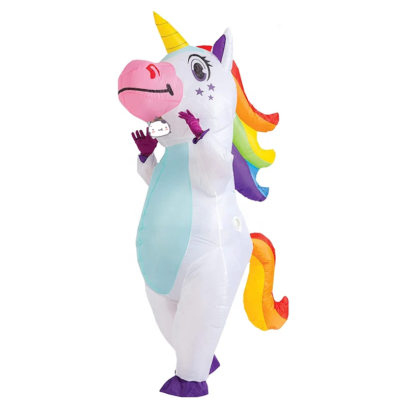 Wholesale Cosplay Rainbow Unicorn Inflatable Mascot Costume For Adult ...