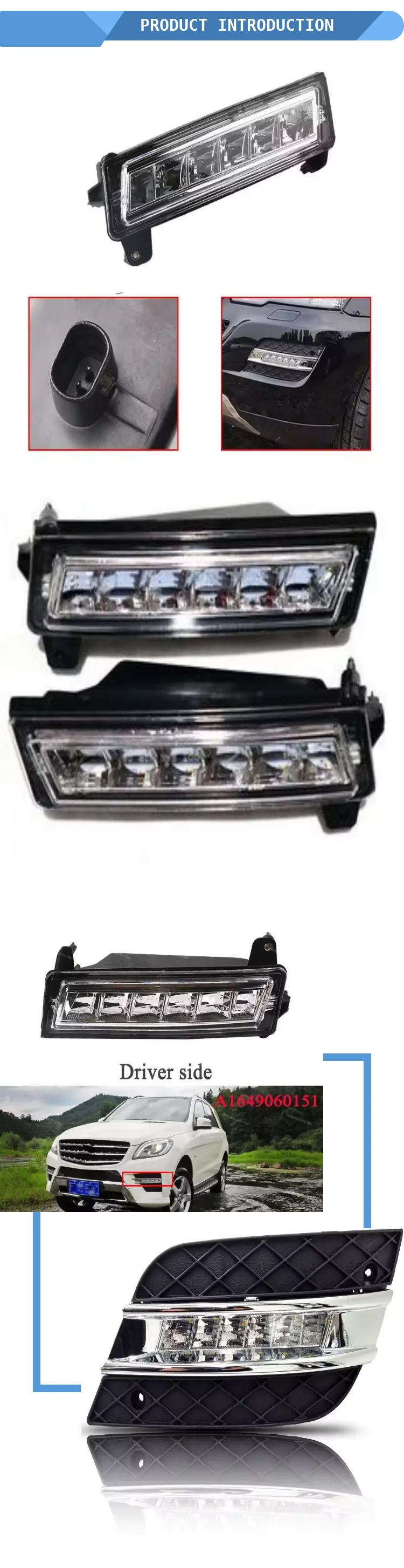 OEM 1649060151 1649060251 CAR LED Daytime Running Light DRL Fog Lamp ...