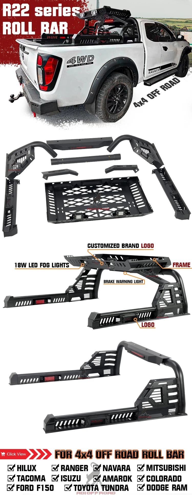 R22 Model 4x4 Off Road With 18w Fog Light Brake Light Front Bumper Rear ...