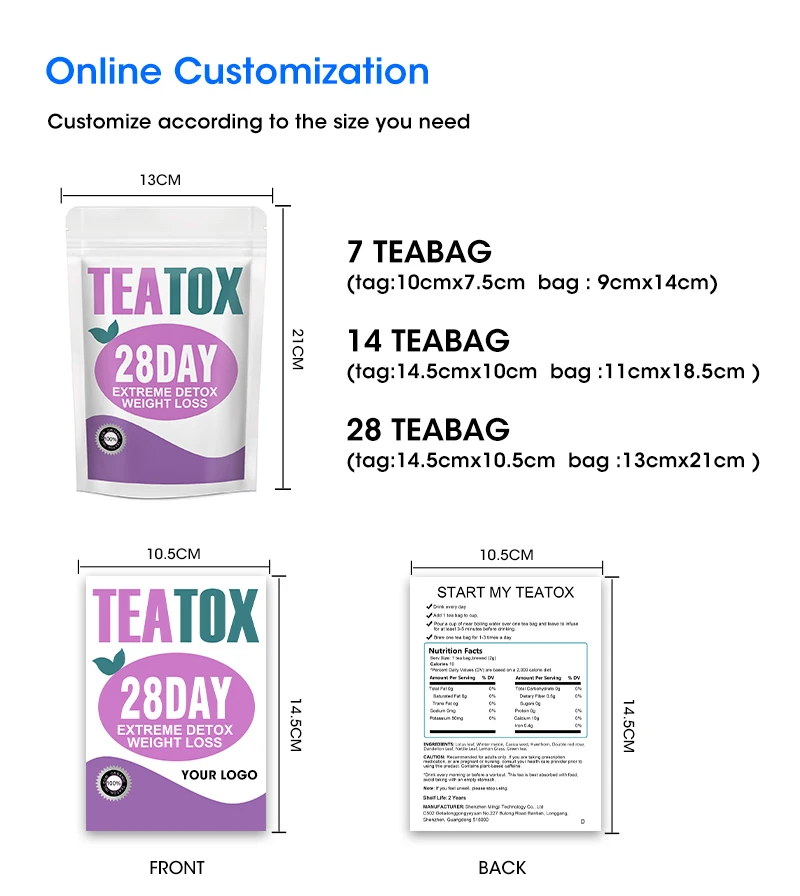 Private Label 28 Days Morning and Night Slimming Tea Detox