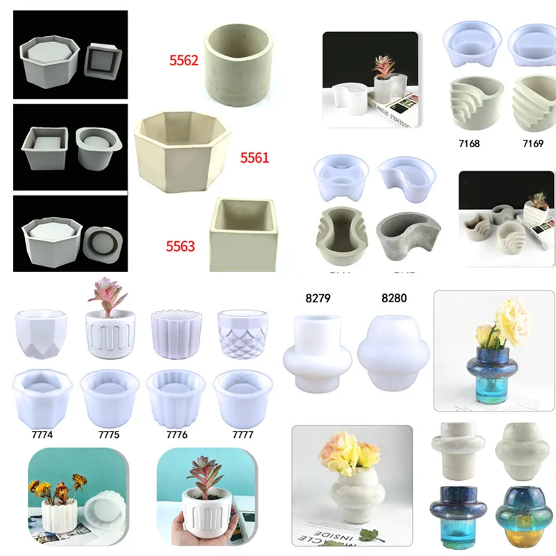 50 Shapes Concrete Resin Flower Pot Mold Large For Sale Concrete Mold ...