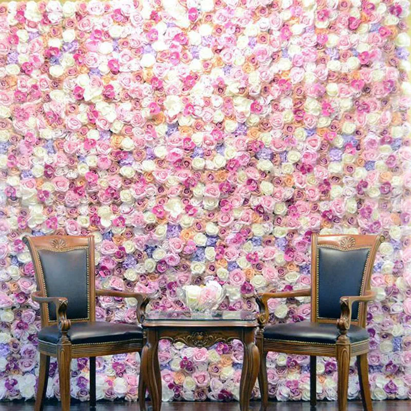 Custom 5d Flower Wall Backdrop Silk Plastic Flower Wall Panel Flowers ...