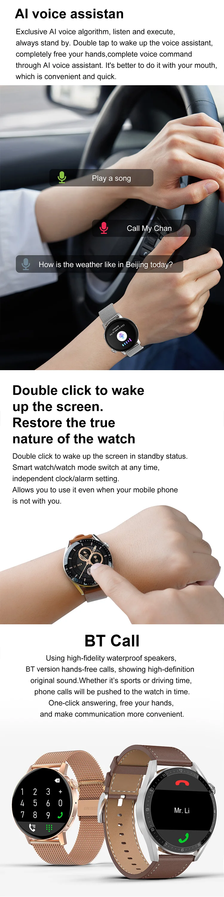 HTech-reloj inteligente DT3 mini para mujer, dispositivo con carga ...