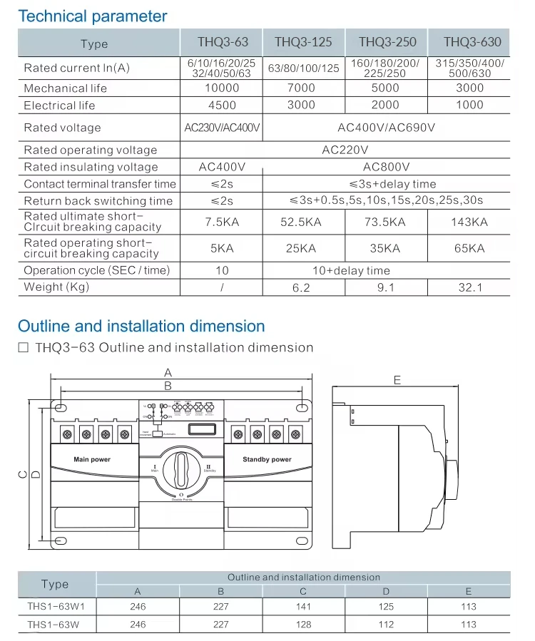Auto Changeover Switch ATS MCB Class Intelligent Dual Power Automatic ...
