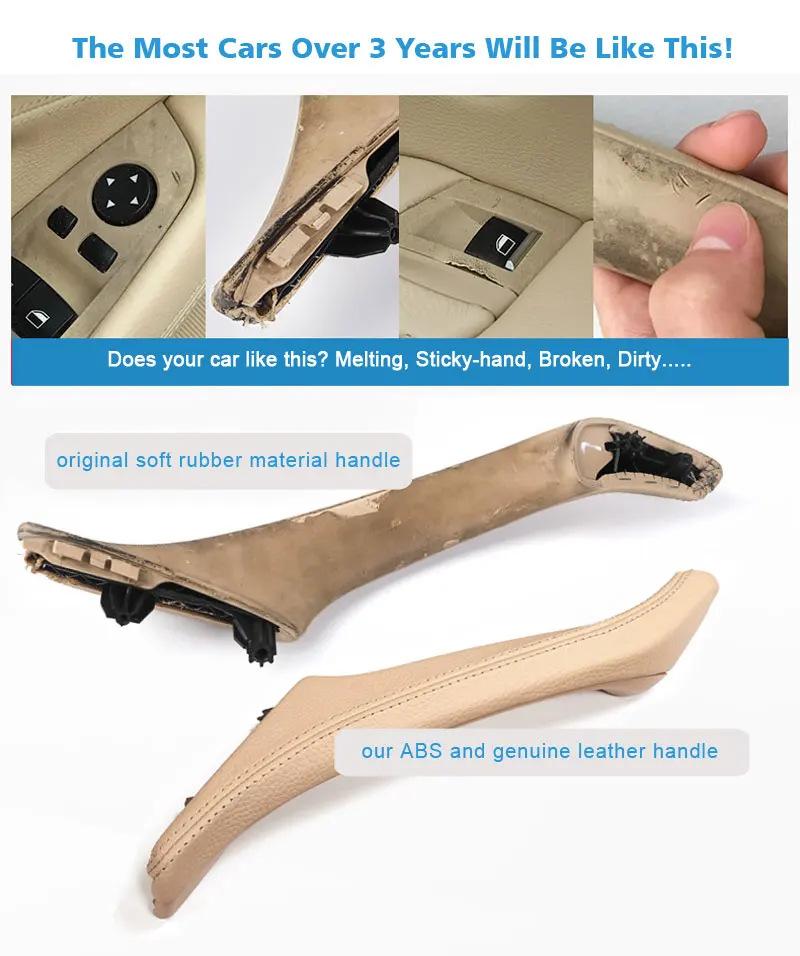 Left Right Interior Passenger Door Leather Handle Assembly For Bmw 5 ...