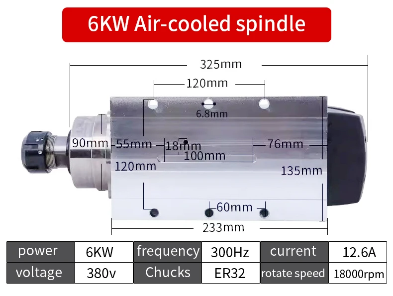 Er32 Air Cooled Spindle Changshneg 6kw Cnc Engraving Machine Air-cooled ...