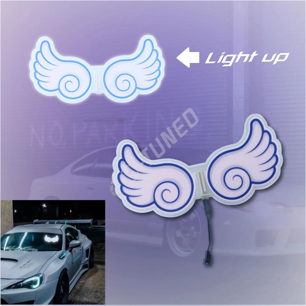 Car LED Angel Wings Signs Electroluminescent Light Up Sticker Windows ...