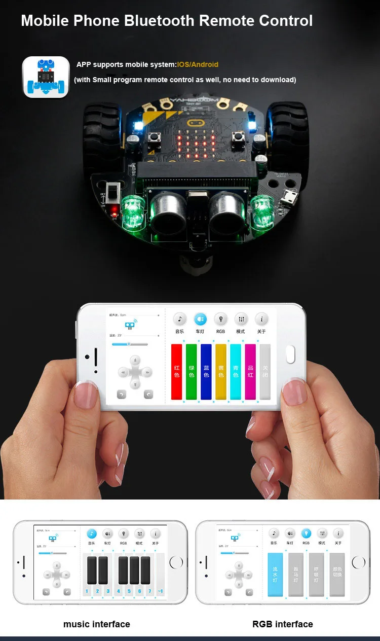 Tiny:bit Smart Robot Car - Micro:bit Graphical Programming