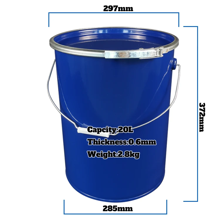 5 Gallon Steel Grease Bucket Empty 20 Liters Metal Barrel Drum Pail ...