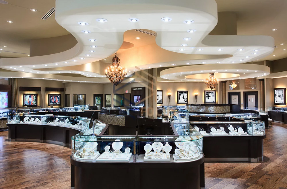 Luxury Modern Jewelry Shop Interior Design Gold Shop Counters Tempered ...