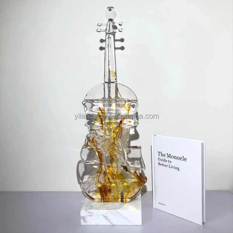 Light Luxury Clear Crystal Resin Violin Ornaments Modern Abstract Resin ...