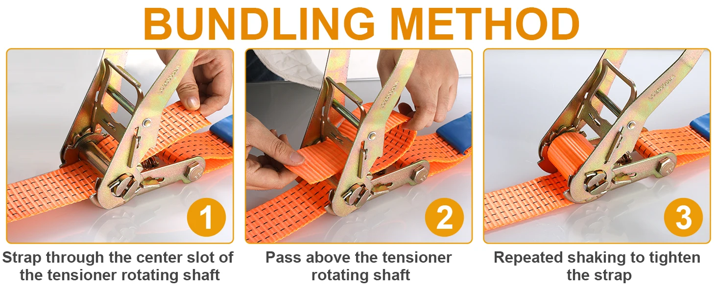 2'' 4000kg PES Ratchet Tie Down Straps 8m Length with Double J Hook ...