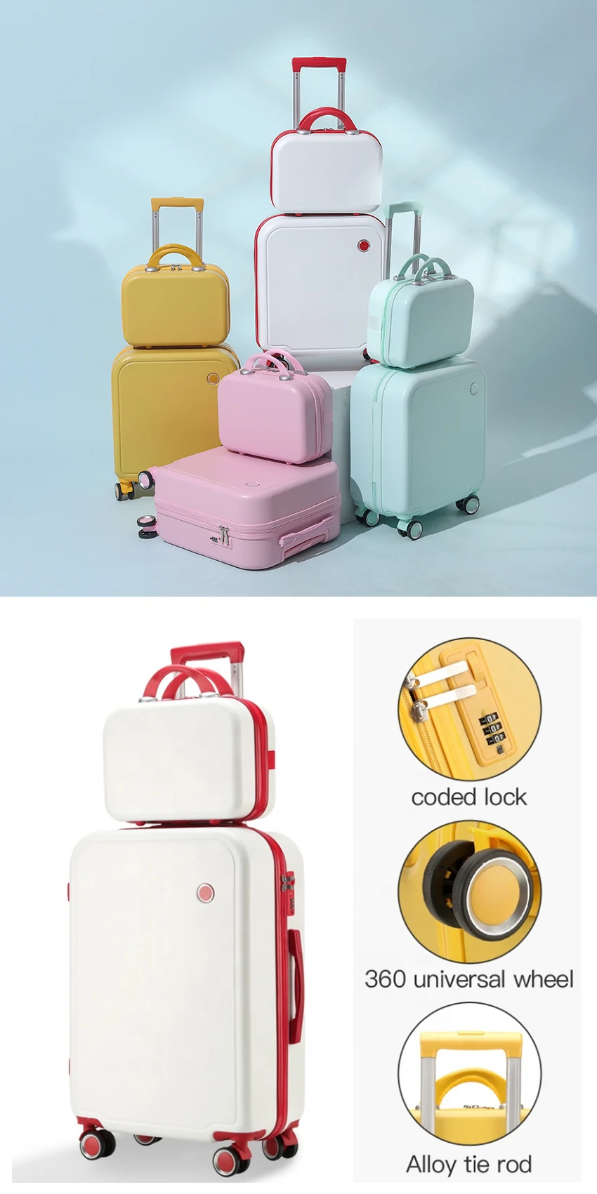 Customized Luggage Set Travel Trolley Luggage PC Suitcase Sets of 5 ...
