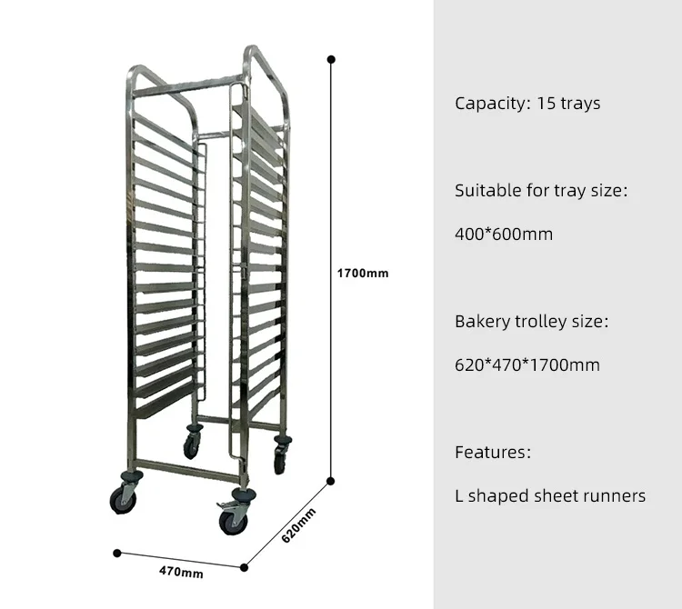 Customizable Detachable Stainless Steel Bakery Trolley Restaurant Bread ...