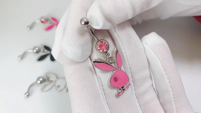 Gaby Cute Bunny Dangling Belly Button Ring Diamond Sexy Belly Dance ...