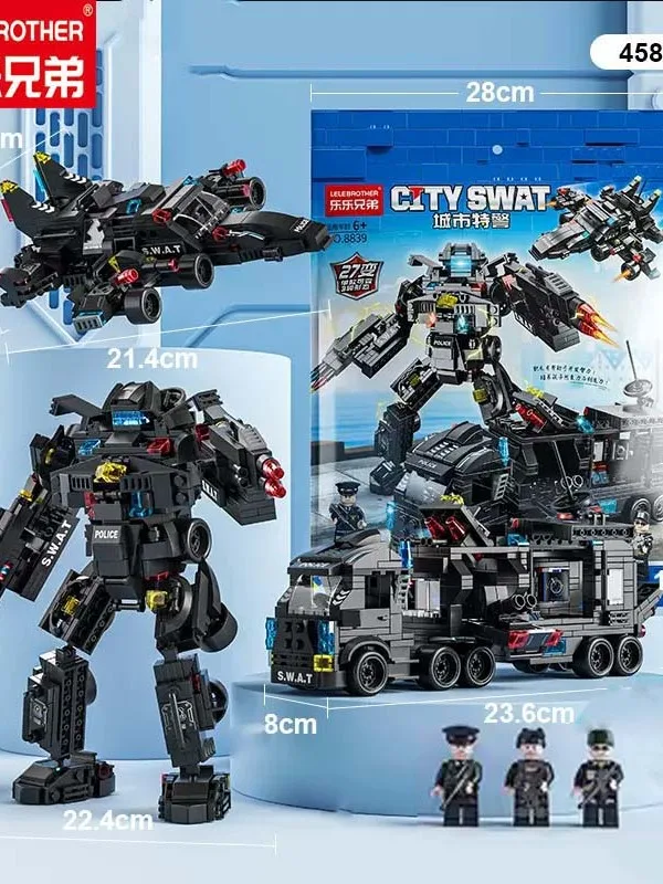 Lele Brother City Swat Police Building Block Assembling Toy Deformation ...