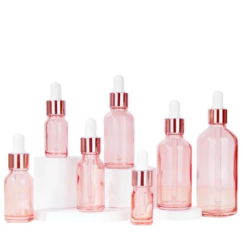 Round Oil Pink Serum Glass 2oz Dropper Bottle 30ml 100ml Eye Rose Gold ...